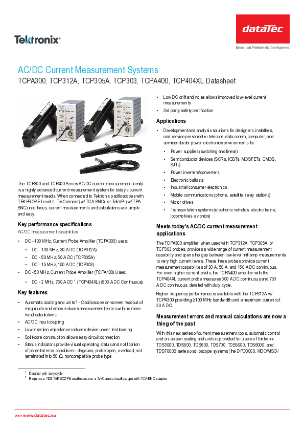TCP305A | Sample: AC / DC Current; 50Amp DC: DC-50 MHz: Certificate Of ...