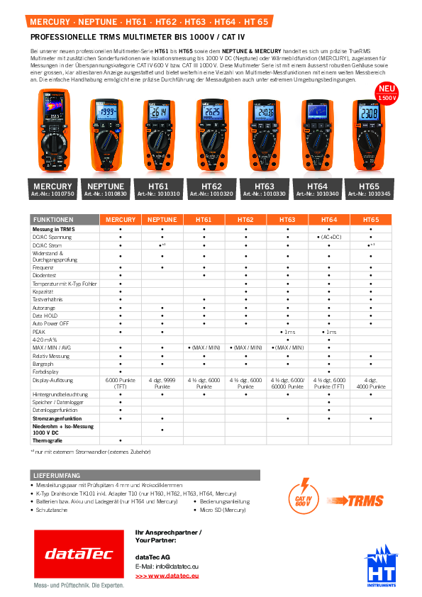 1010340 | HT64 digital multimeter TRMS, 4 digit display 6000 digits ...