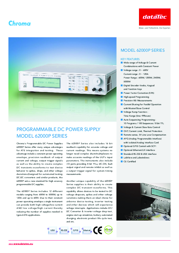 Chroma 62050P-100-100 Unidirektionale Netzgeräte | kaufen & anfragen