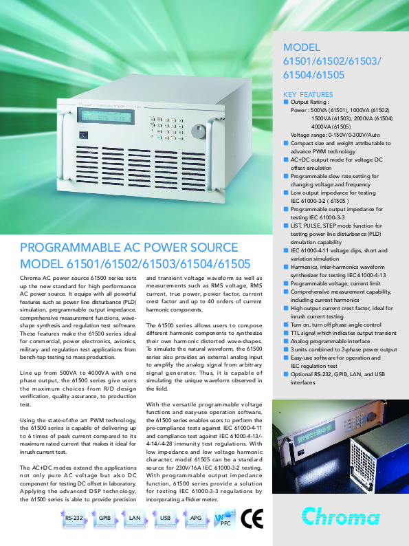 Chroma A615003 AC-Netzgeräte | kaufen & anfragen