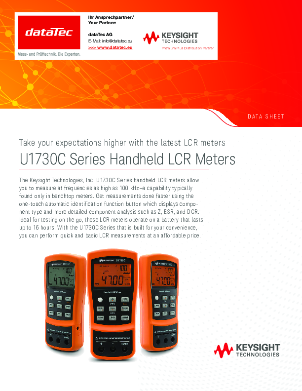 U1733C | Handheld LCR meter, 100/120 Hz, 1/10/100 kHz | buy & inquire