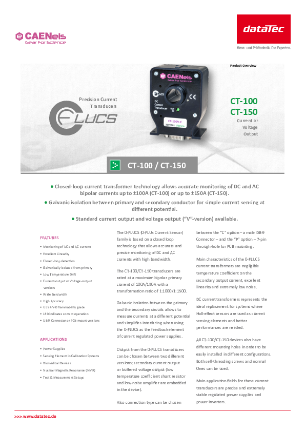 CT-100-P | Current transformer, 100A, 0-FLUCS, DC- 500kHz, for PCB ...