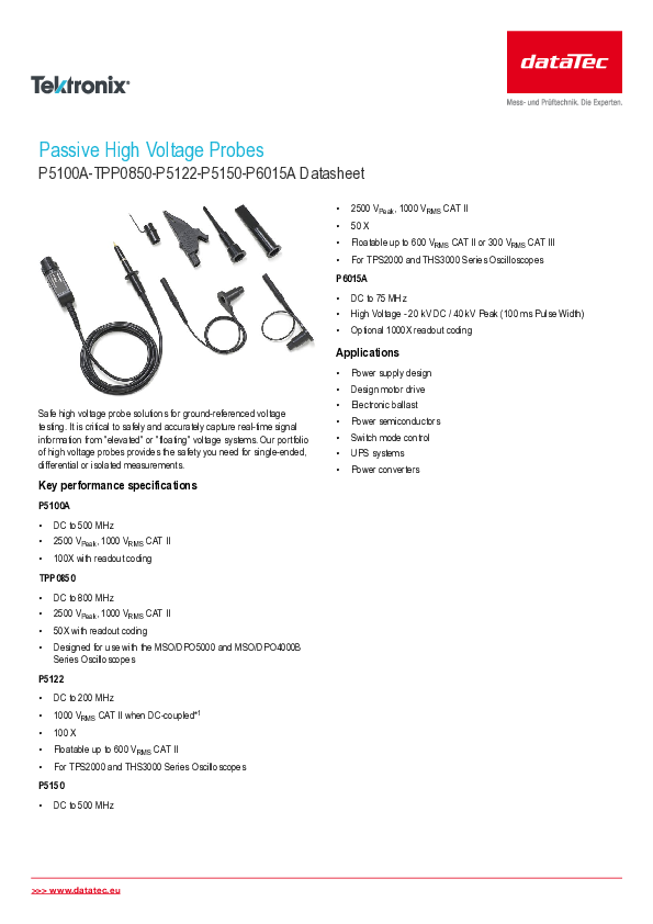 Tektronix P5100A HV-Tastköpfe | kaufen & anfragen