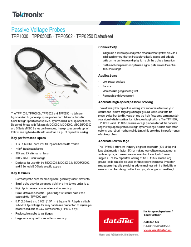 TPP0250 | Passive probe: 250 MHz: 10X: Tekvpi | buy & inquire