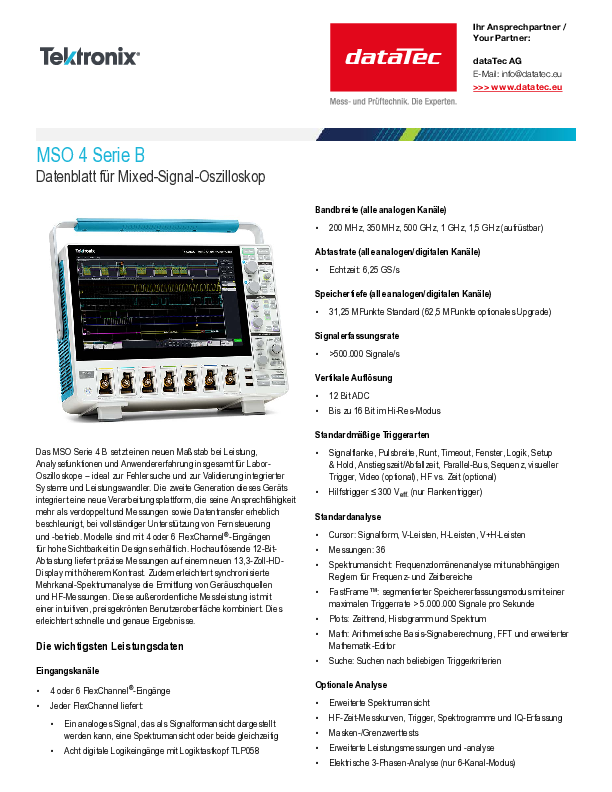 Tektronix MSO44B-4-BW-1500 laboratory oscilloscopes 100 MHz -1.5 GHz | buy & inquire