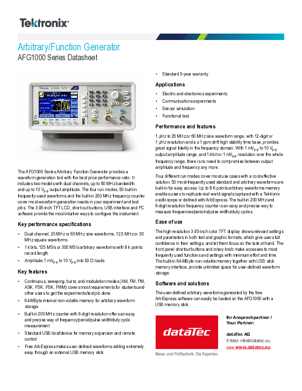 Tektronix AFG1062 Arbiträrgeneratoren | kaufen & anfragen