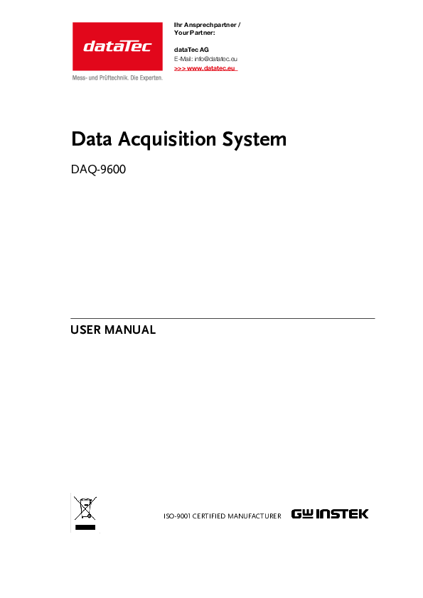 GW Instek DAQ-9600 Datenlogger | kaufen & anfragen