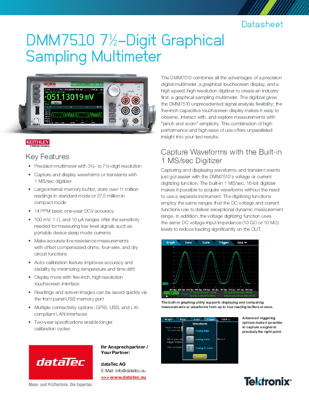 DMM7510 | 7.5 Digit Graphical Sampling Multimeter | buy & inquire