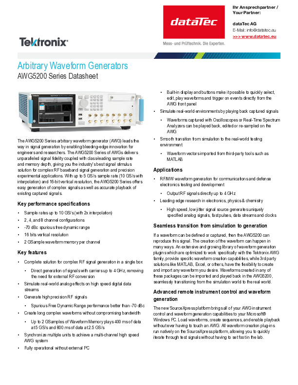 Tektronix AWG5202 Analog-Signalgeneratoren | kaufen & anfragen