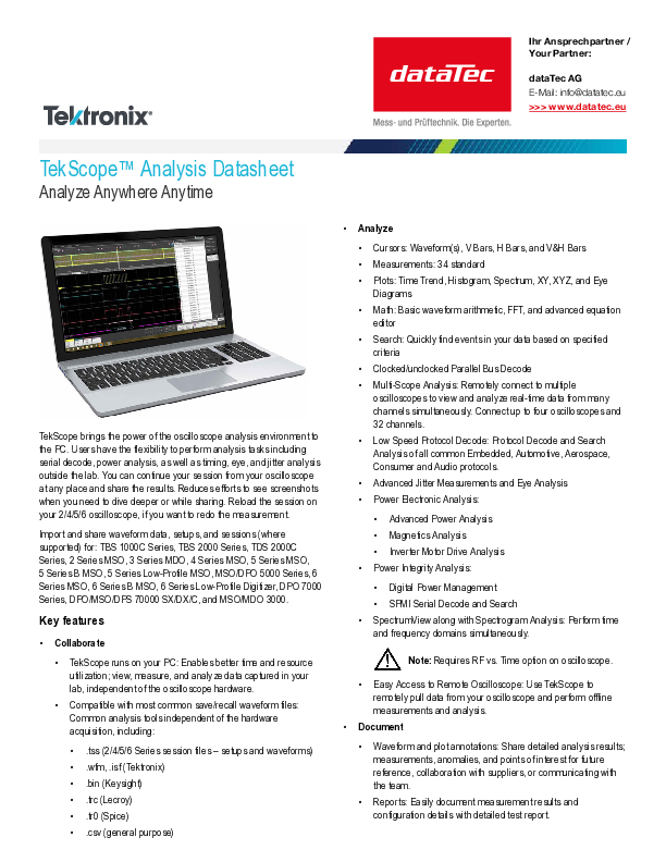 Tektronix TEKSCOPE-PRO-MIL Oszilloskop PC-Software | kaufen & anfragen