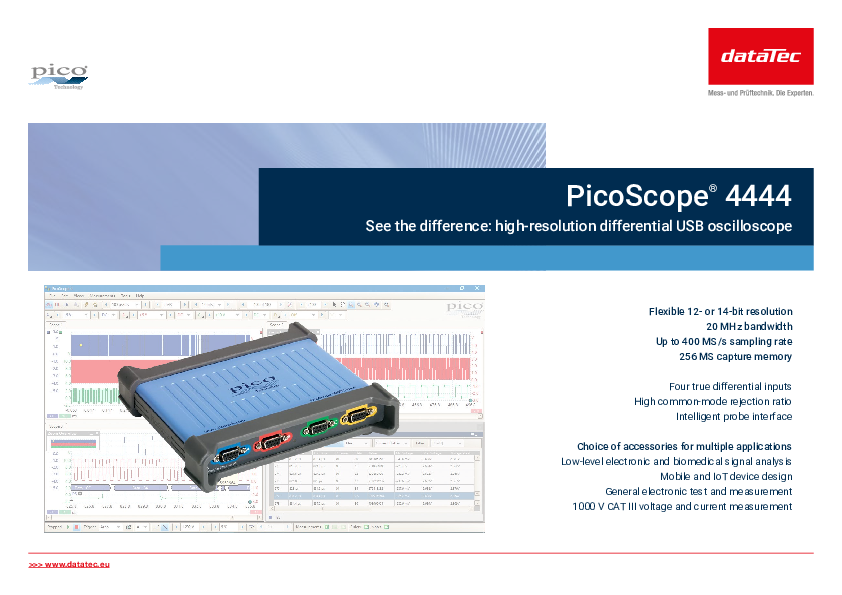 PicoScope 4444 standard kit | USB oscilloscope 4444 incl. 3 x PicoConnect 441 & 1 x TA271 (PQ073 ...