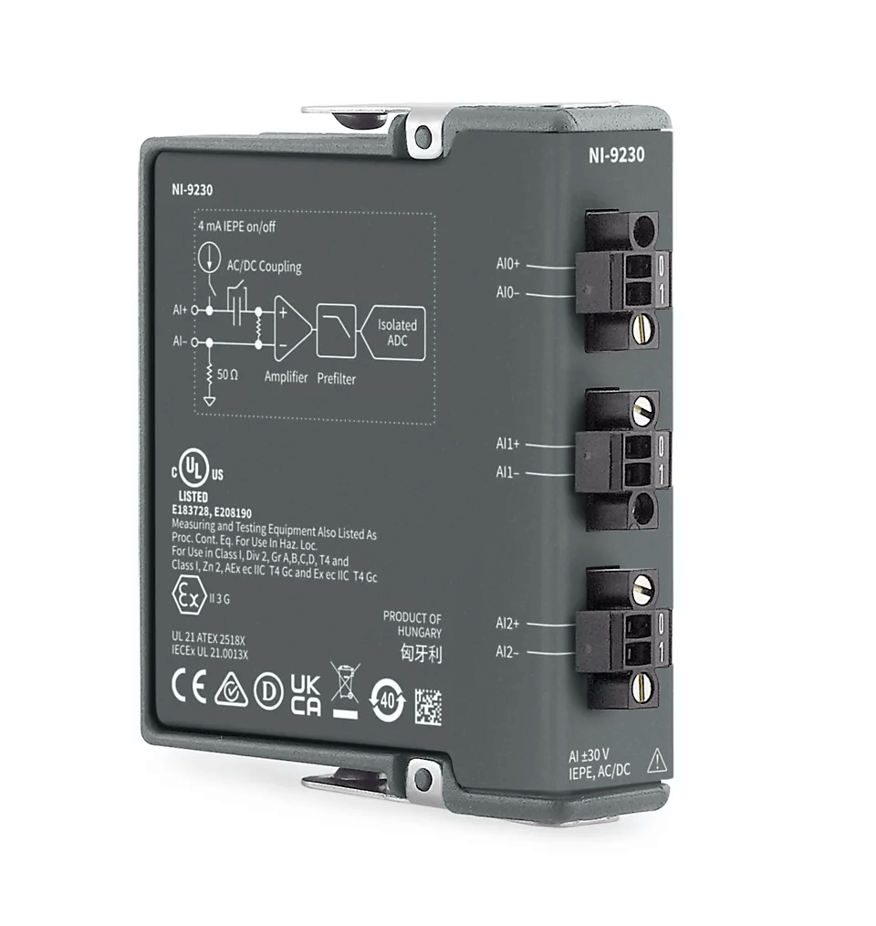 783824-01 | NI 9230, IEPE analog input module, 3 channels, 12.8 kS / s ...