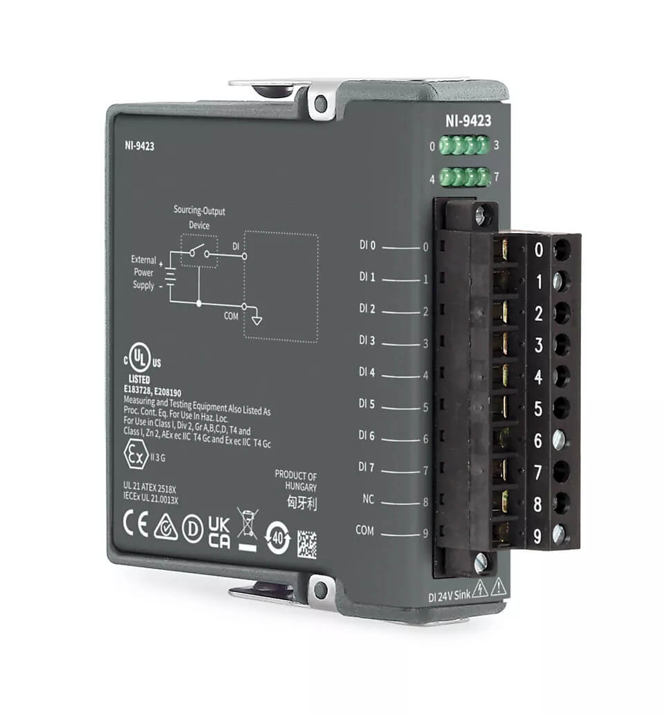 783735-01 | NI 9423, current sinking digital input module, 8 channels, 30 V, 1 µs, spring ...