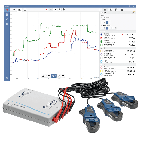 PP803 | Data logger, USB, 3 channel CM3, with 3x TA138 AC current ...